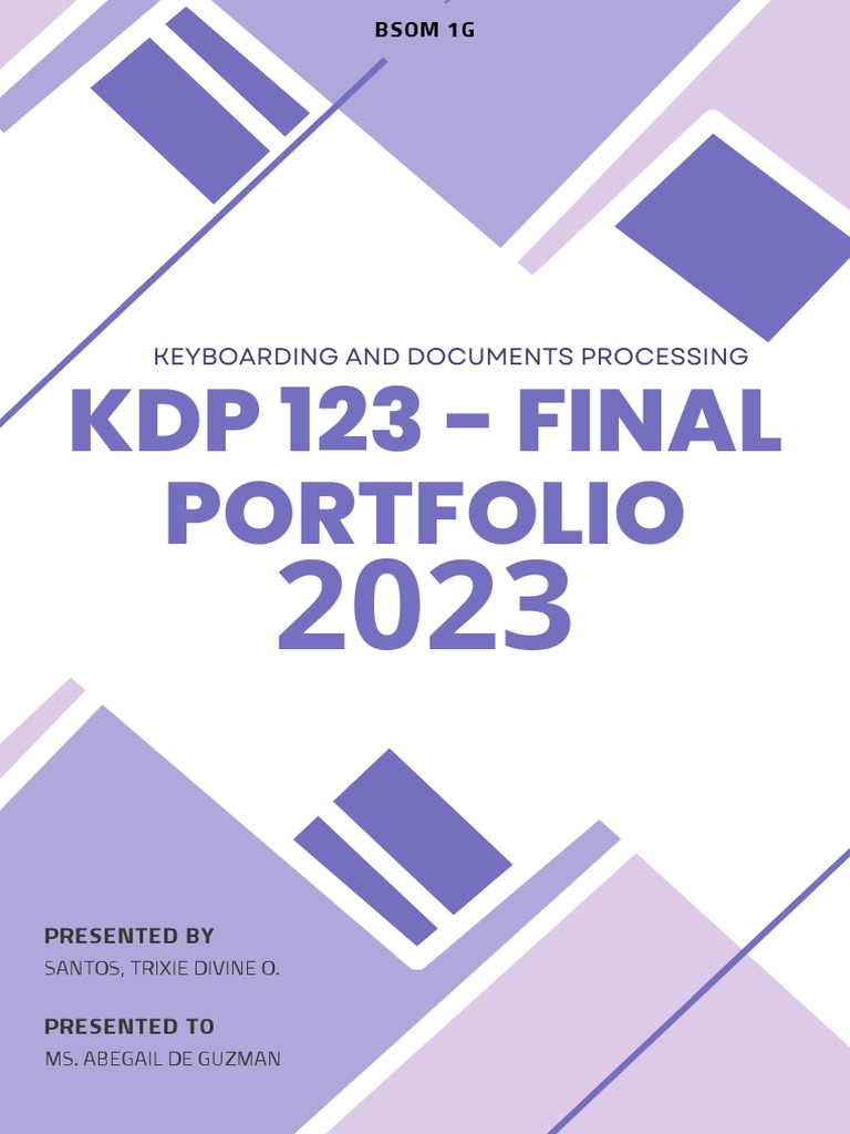 KDP 123 - Final Portfolio: Keyboarding and Documents Processing | PDF
