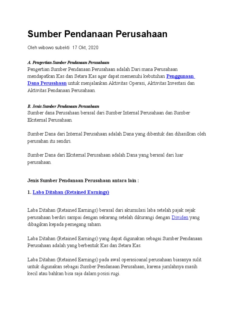 Sumber Pendanaan Perusahaan | PDF