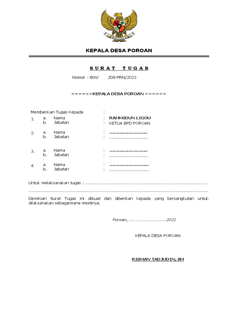 Surat Tugas SPPD BPD | PDF