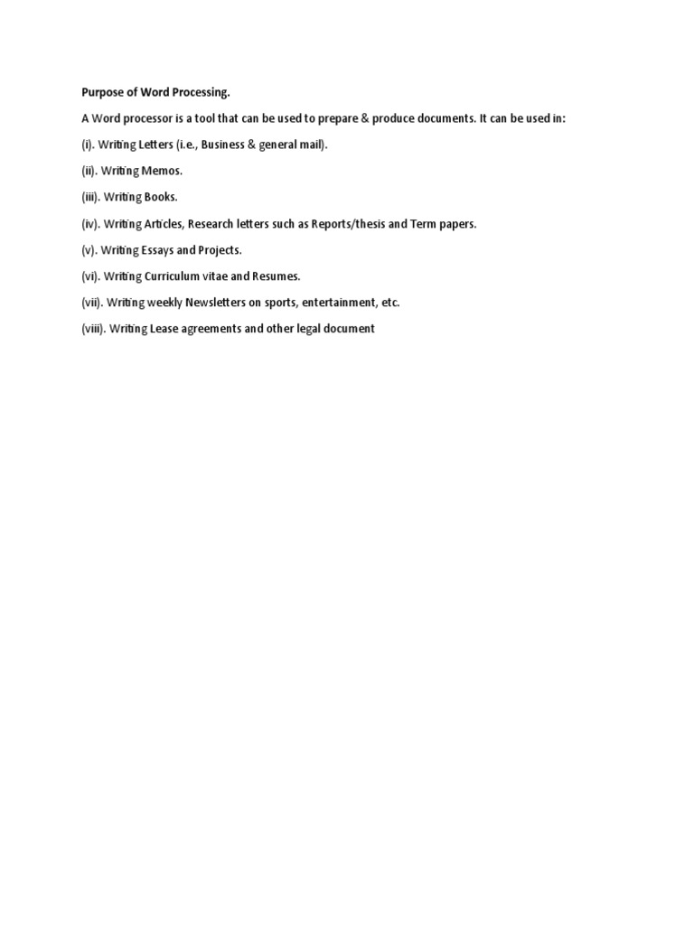 Purpose of Word Processing | PDF