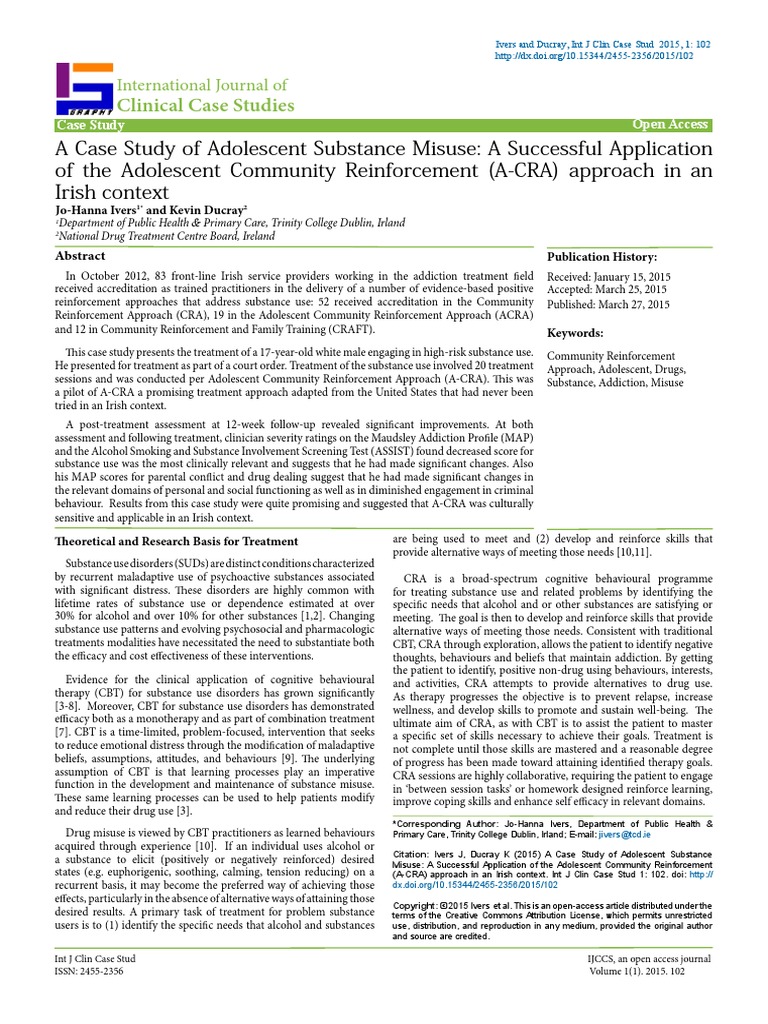 A Case Study of Adolescent Substance Misuse | PDF | Cognitive ...