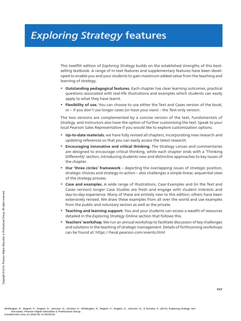 Exploring Strategy, Text and Cases - (Exploring Strategy Features ...
