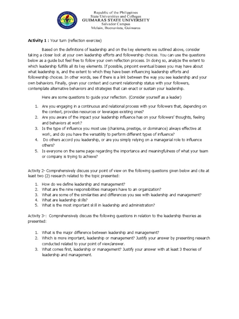 Module 1 Activity | PDF | Leadership | Behavioural Sciences