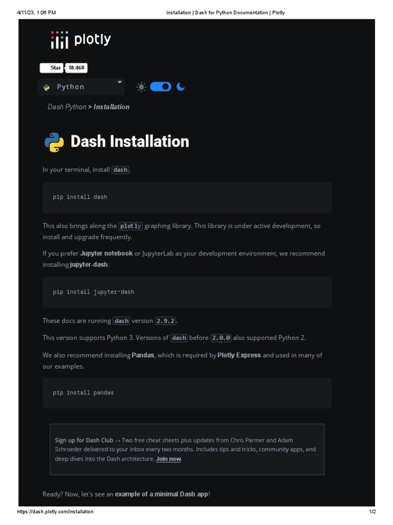 Installation - Dash For Python Documentation - Plotly | PDF