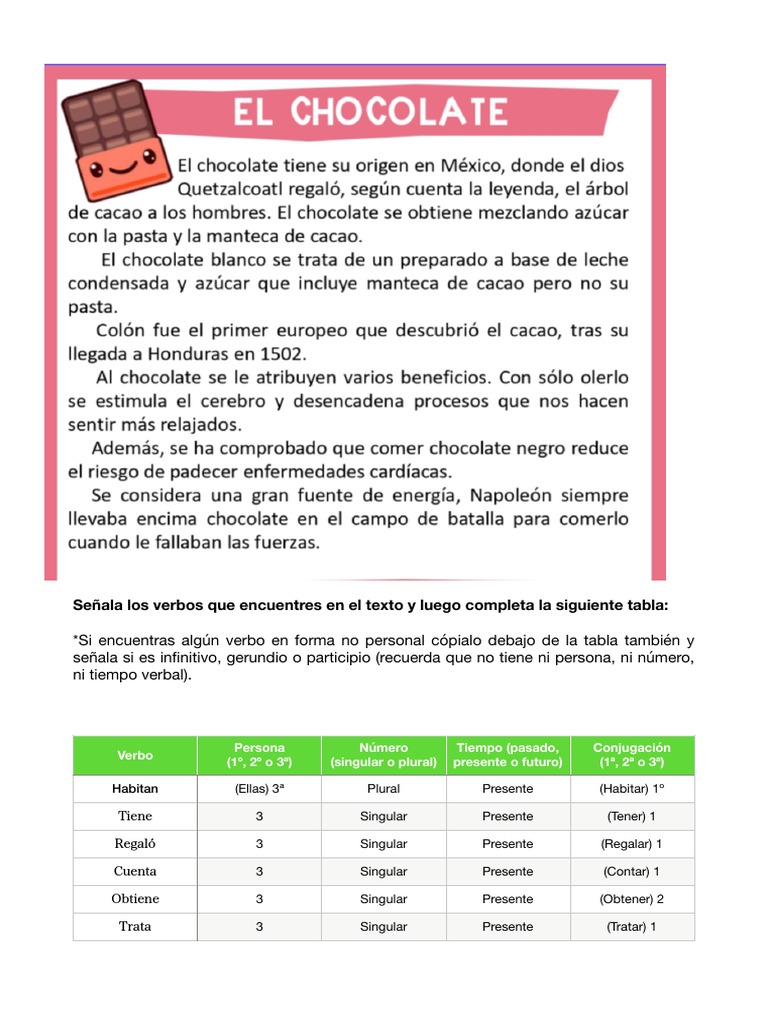 Análisis de Verbos en Un Texto 2 | PDF | Artes del Lenguaje y Comunicación