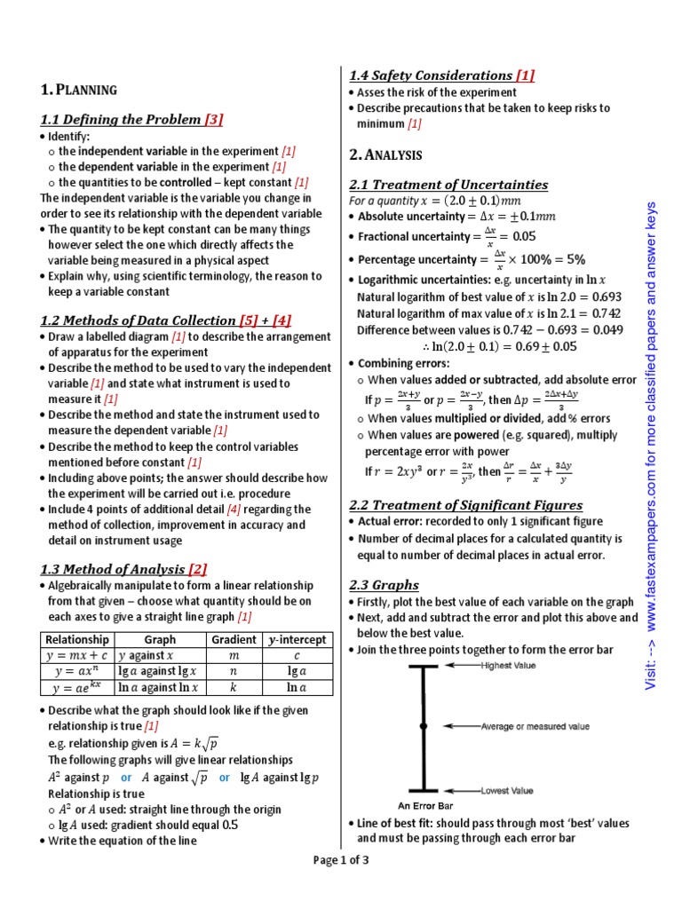 A2 Physics Paper 5 Notes | PDF | Significant Figures | Uncertainty