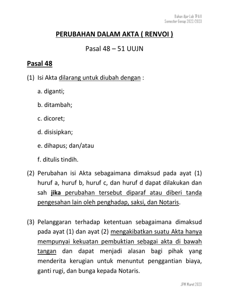Contoh Renvoi dalam Akta Notaris | PDF