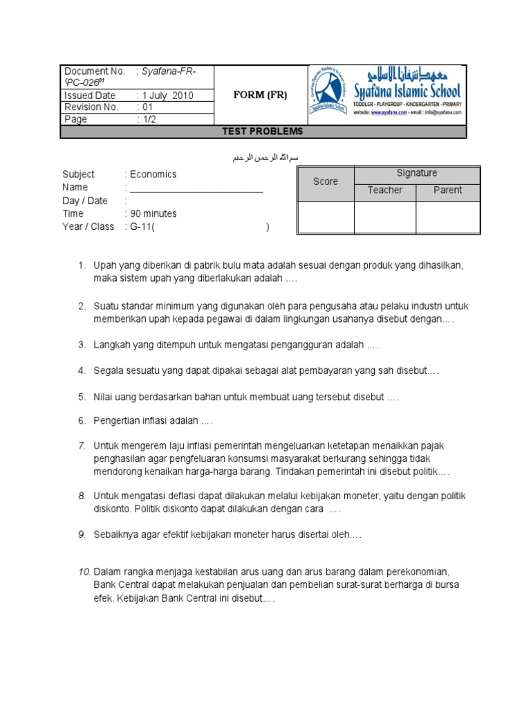 Latihan Soal Utk Final Test Tanpa Jawaban (Ekonomi) | PDF | Bisnis ...