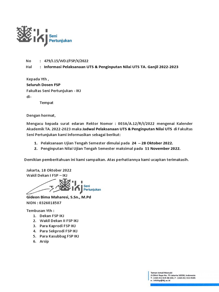 UTS dan Penginputan Nilai FSP IKJ 2022 | PDF | Sains & Matematika