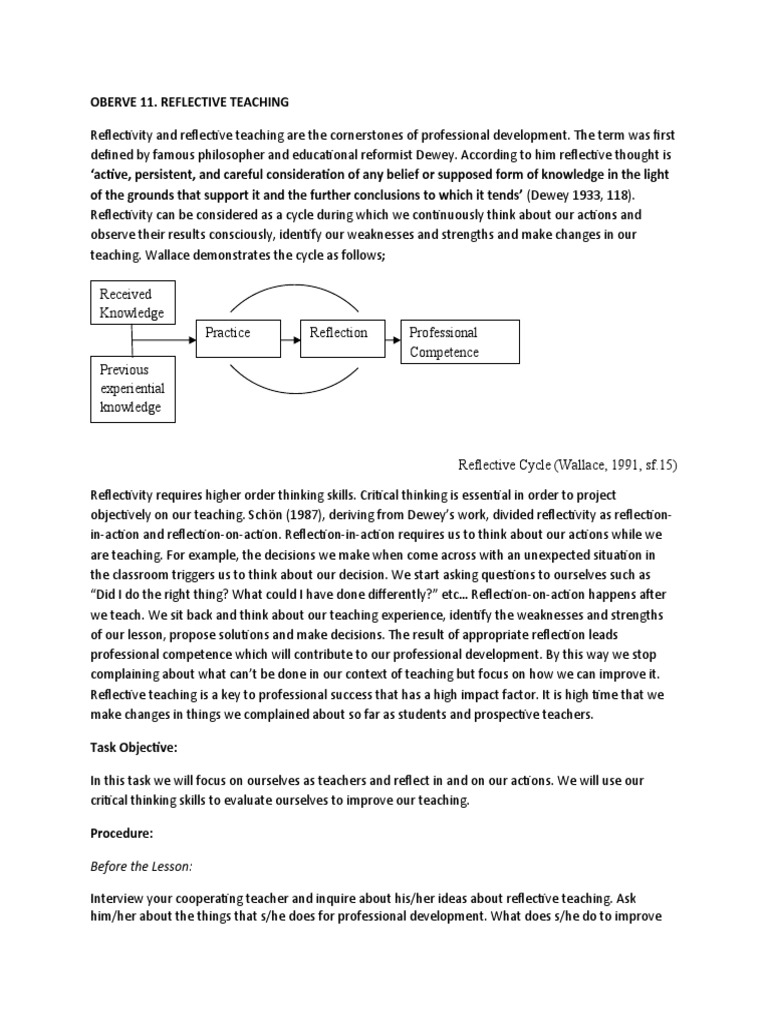 Observe 11 Reflective Teaching | PDF | John Dewey | Thought