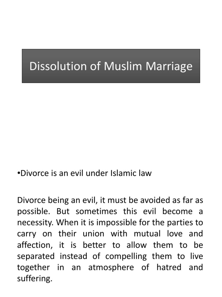 Dissolution of Muslim Marriage: An Overview of Divorce Under Islamic Law | PDF | Divorce | Marriage