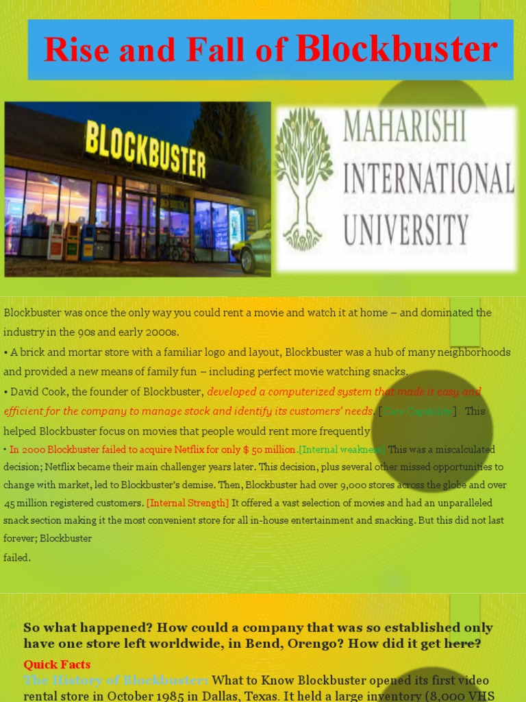 Rise and Fall Of: Blockbuster | PDF | Netflix | Business Economics