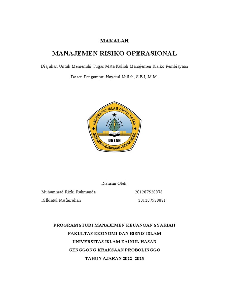 Manajemen Risiko Operasional | PDF