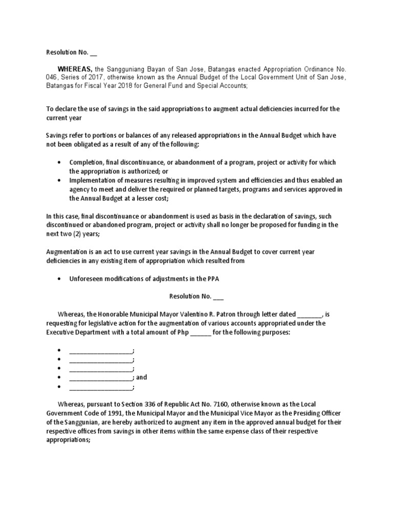 ORD - Augmentation | PDF | Appropriations Bill (United States) | Governance