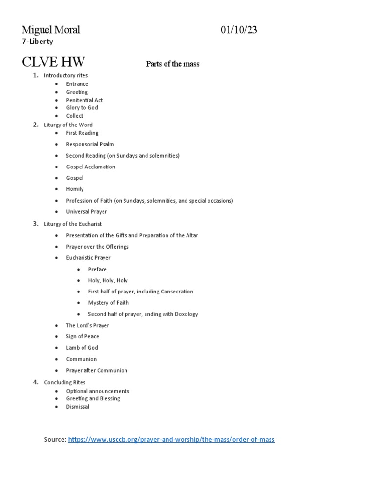 Catholic Mass Structure Guide | PDF