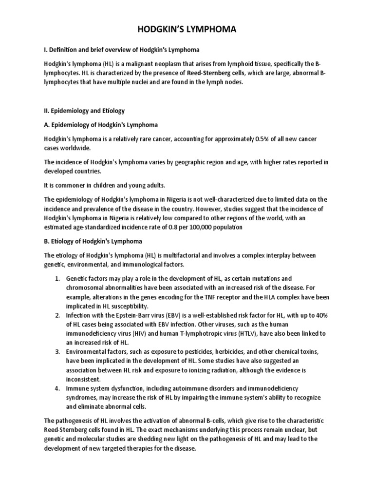 Hodgkin's Lymphoma: A Guide to Diagnosis and Treatment | PDF | Lymphoma | Hematopoietic Stem ...