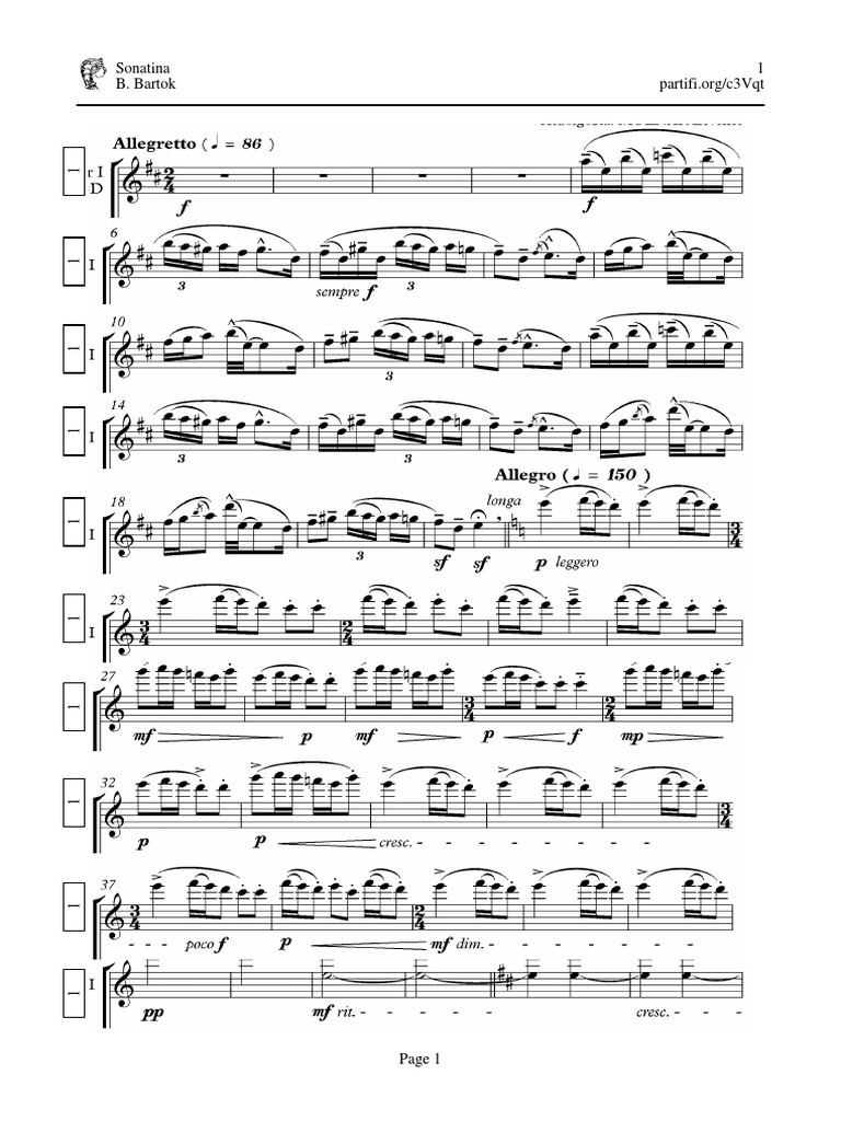 Sonatina B. Bartok 1 | PDF
