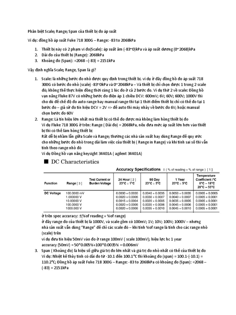 Phân biệt Scale, range, span measurement | PDF