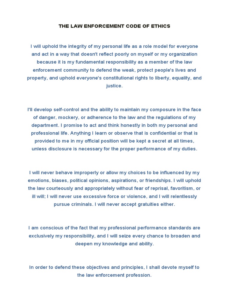 The Law Enforcement Code of Ethics 2 | PDF | Politics
