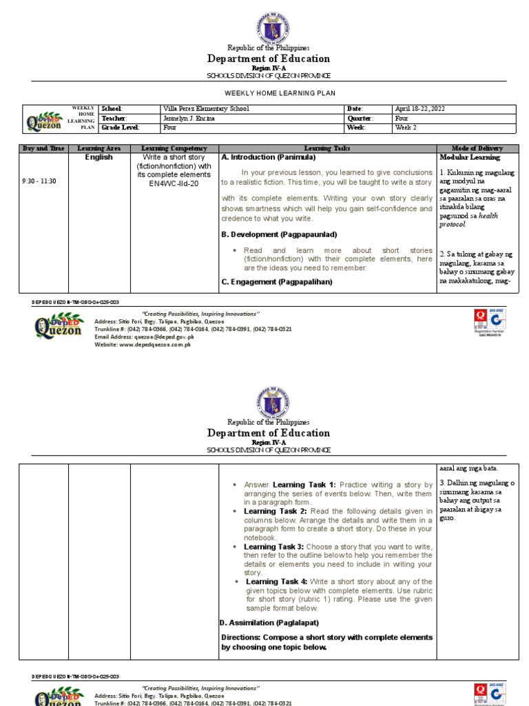 Department of Education: English A. Introduction (Panimula) Modular ...