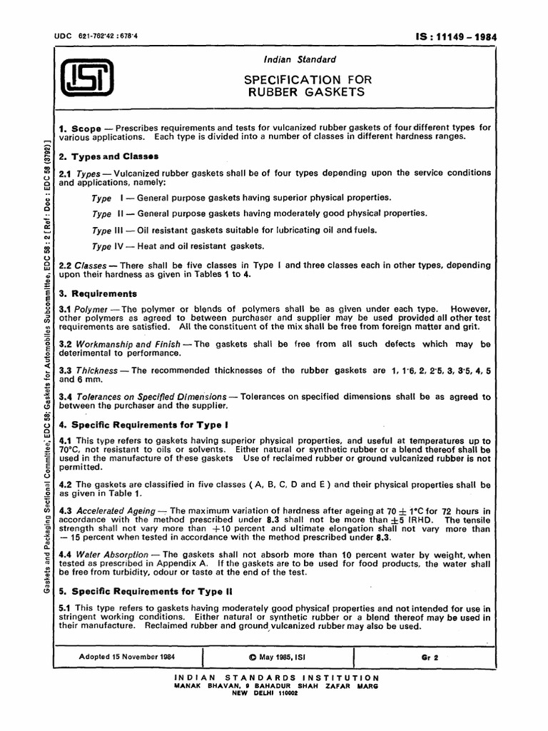 Rubber - IS 11149-1984 - 9375 | PDF