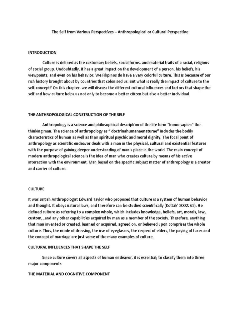The Self From Various Perspectives - Anthro | PDF | Anthropology | Science
