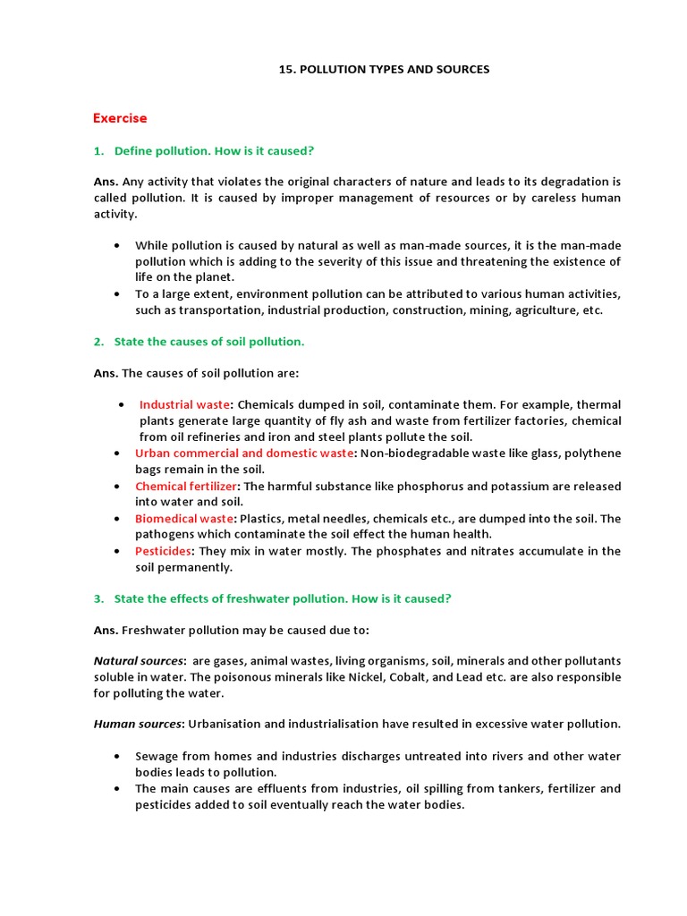 15 Pollution Types and Sources | PDF | Water Pollution | Radioactive Waste