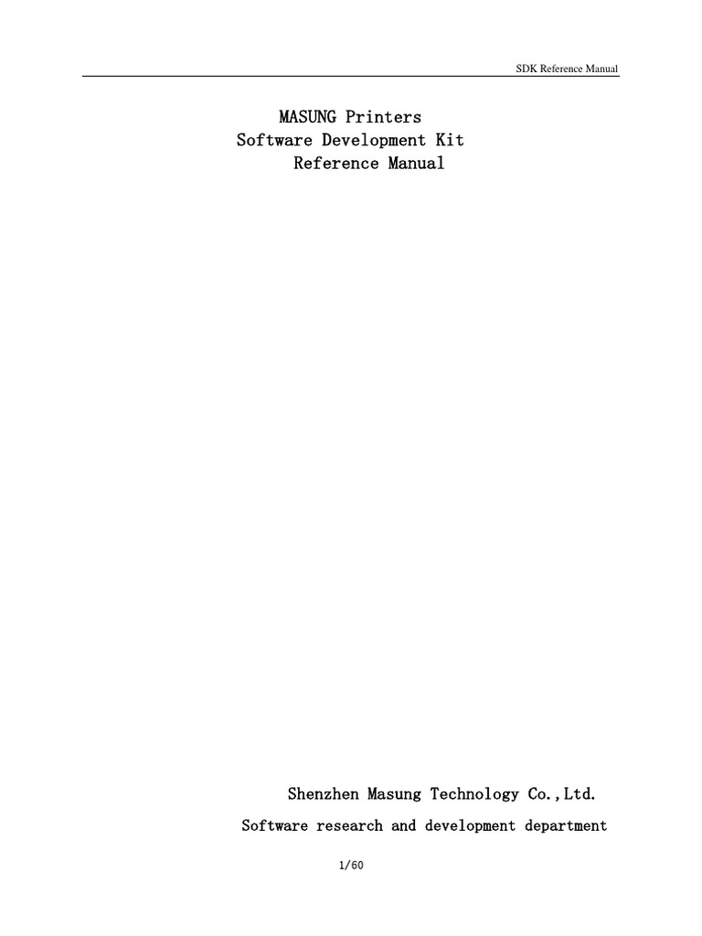 MASUNG Printers Software Development Kit Reference Manual: Shenzhen Masung Technology Co.,Ltd ...