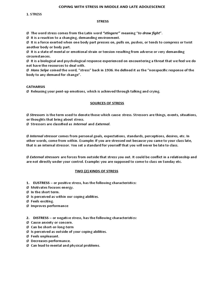 Coping with Adolescent Stress | PDF | Stress (Biology) | Anxiety
