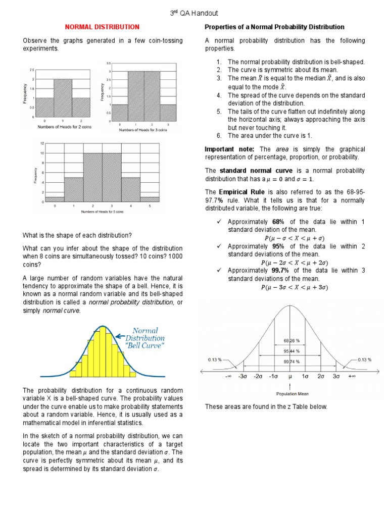 QA Handout Normal Distribution | PDF | Normal Distribution | Statistics