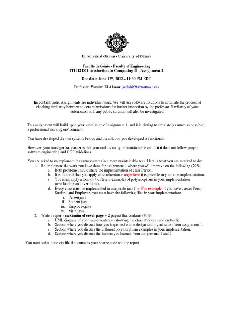 Assignment 2 Pdf Class Computer Programming Java Programming Language