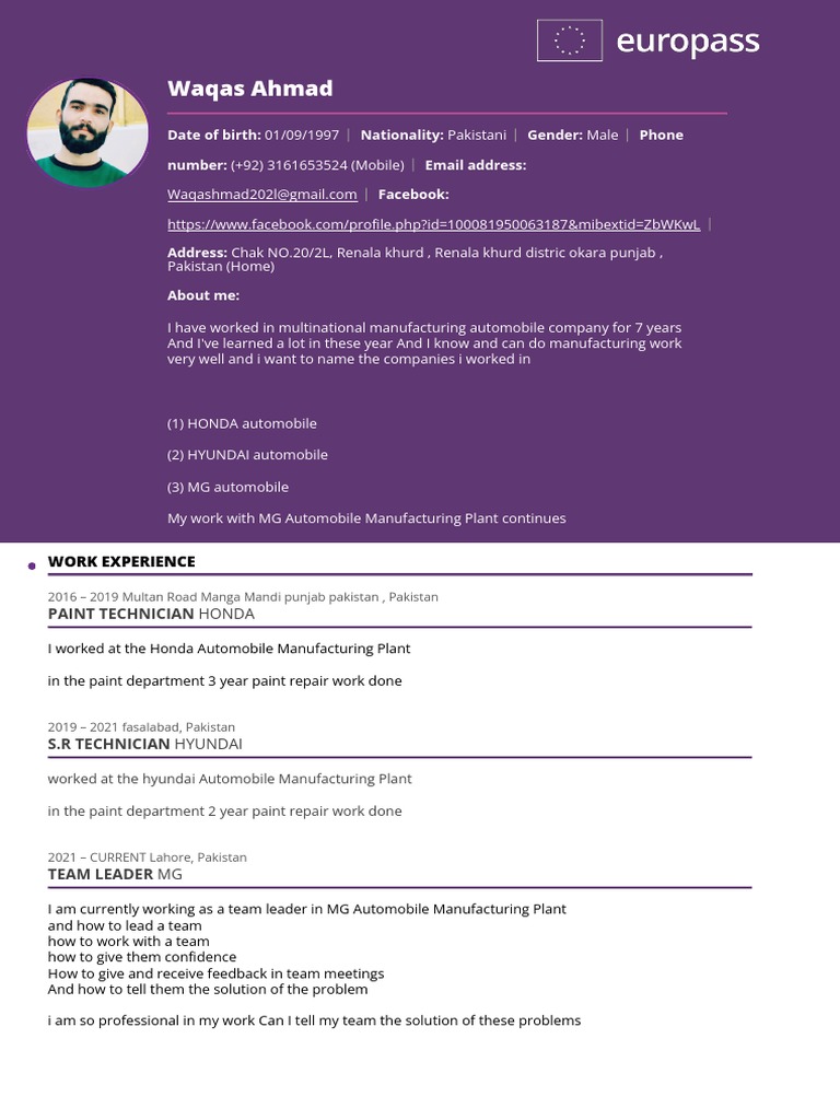 CV - Waqas Ahmad | PDF | Pakistan | Lahore