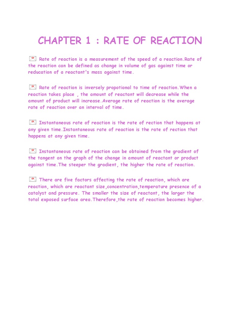 Chemistry Form 5 Chapter 1 | PDF | Reaction Rate | Chemical Reactions