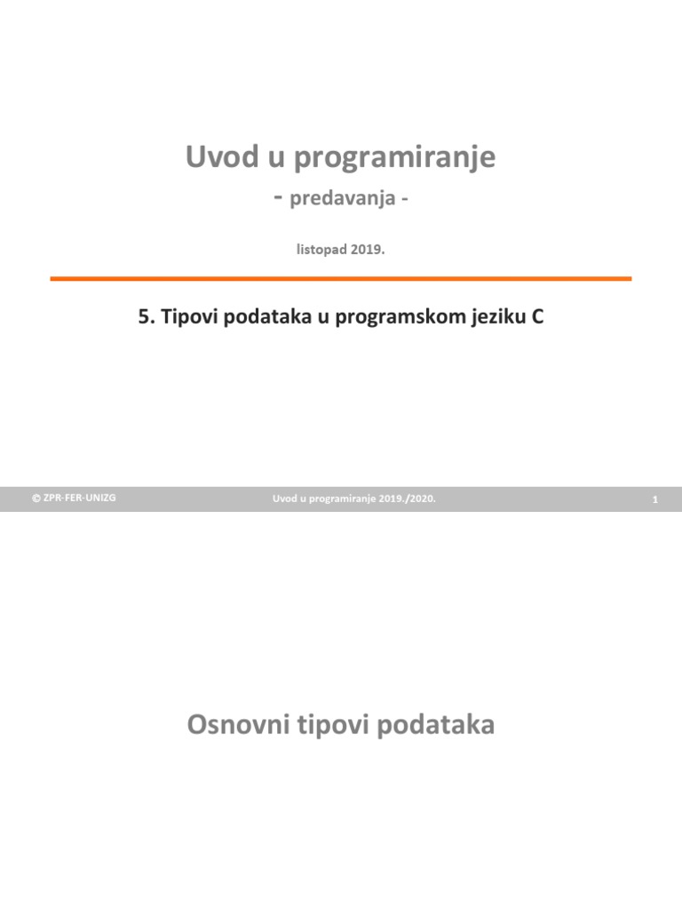 Uvod U Programiranje: Predavanja | PDF