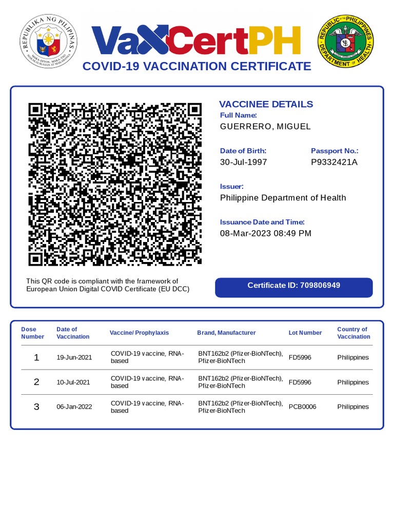 Sample PH Vax Cert | PDF