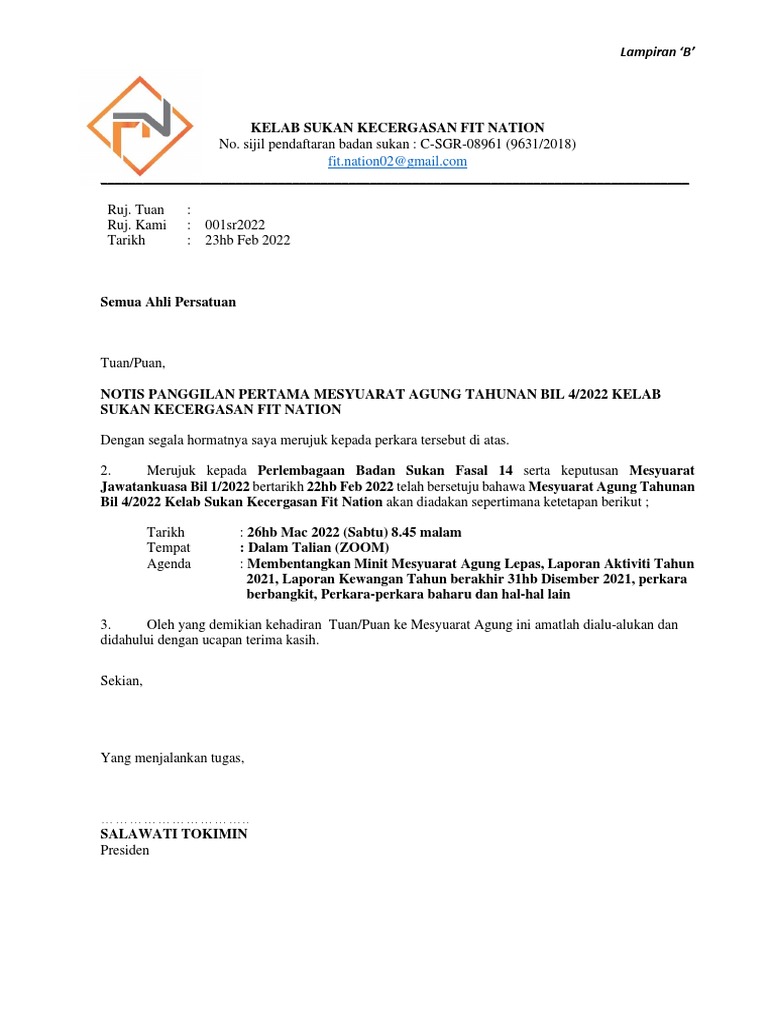 Notis AGM Pertama | PDF