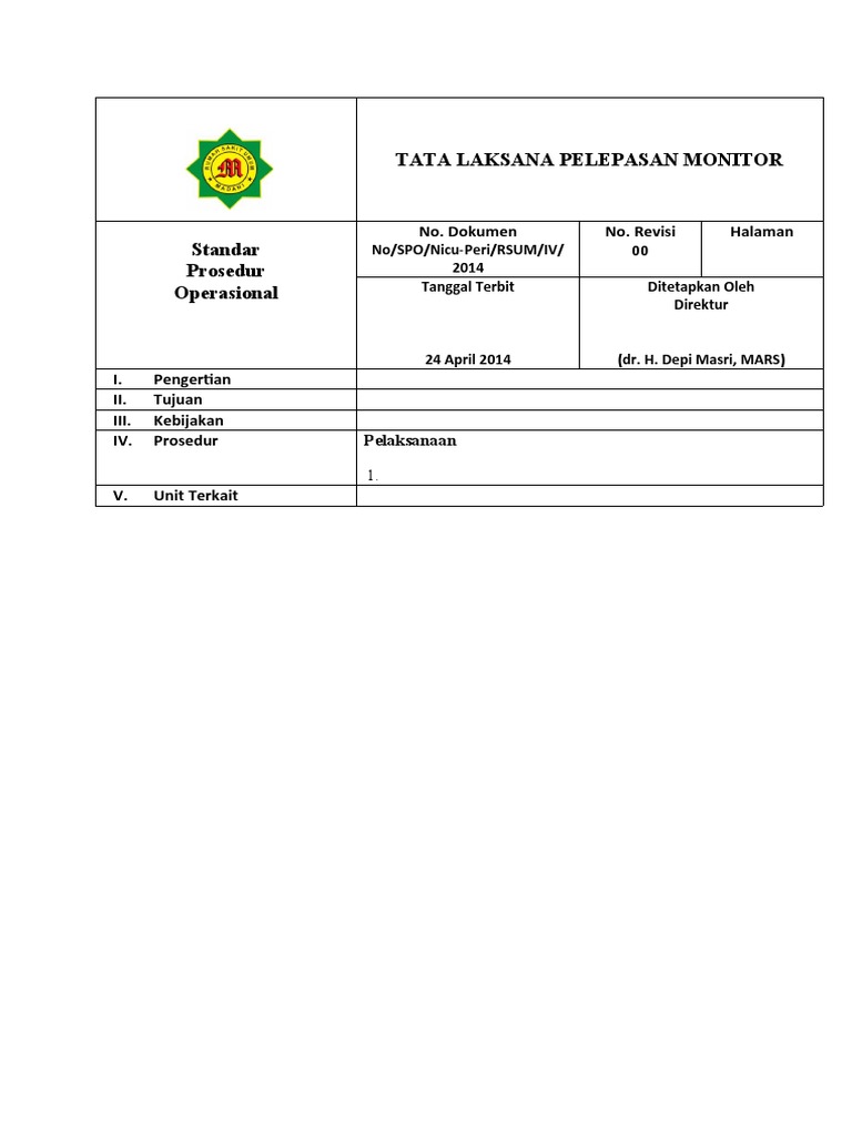 Prosedur Pelepasan Monitor RSUM | PDF