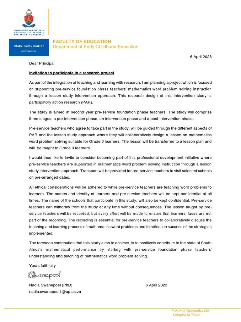 Letter of Invite - Principal - Letterhead - 2023 | PDF | Teachers ...