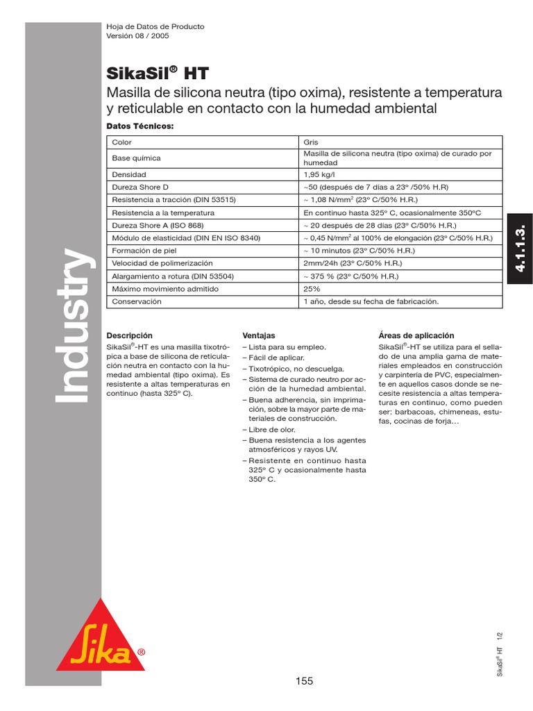 04 - 03 - SikaSil® HT | PDF | Materiales | Química
