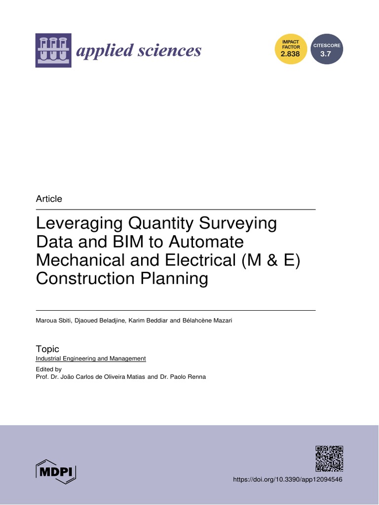 Leveraging Quantity Surveying Data and BIM To Automate Mechanical and Electrical (M & E ...