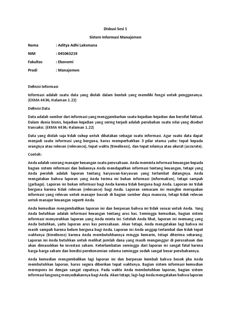 Diskusi Sesi 1 - SIM | PDF