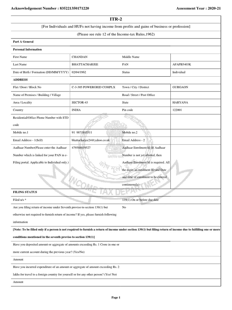 Chandan Itr 2form Downloaded 20-21 | PDF | Capital Gains Tax | Capital Gain