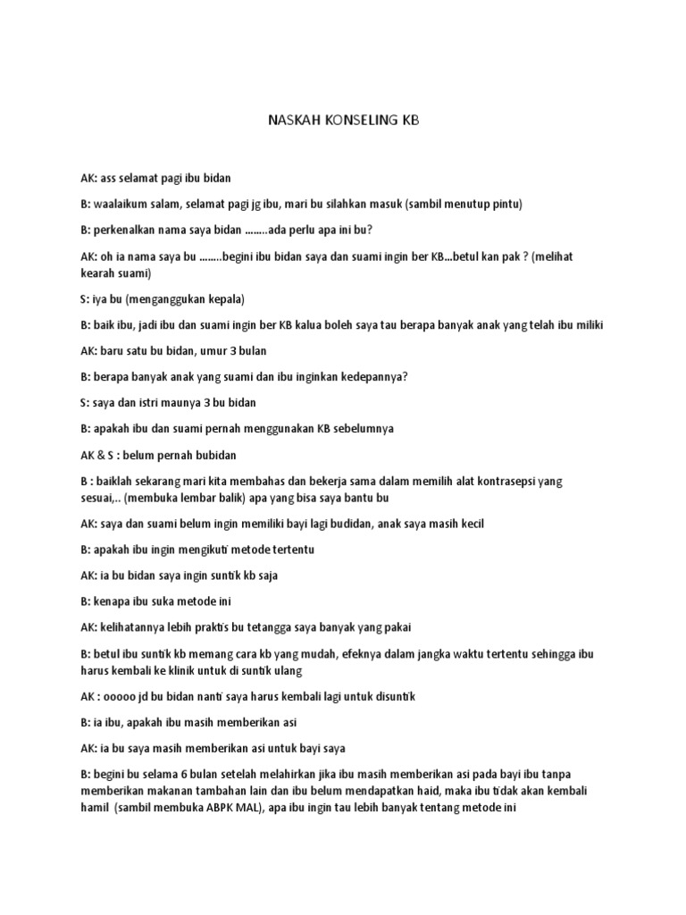 NASKAH KONSELING KB | PDF