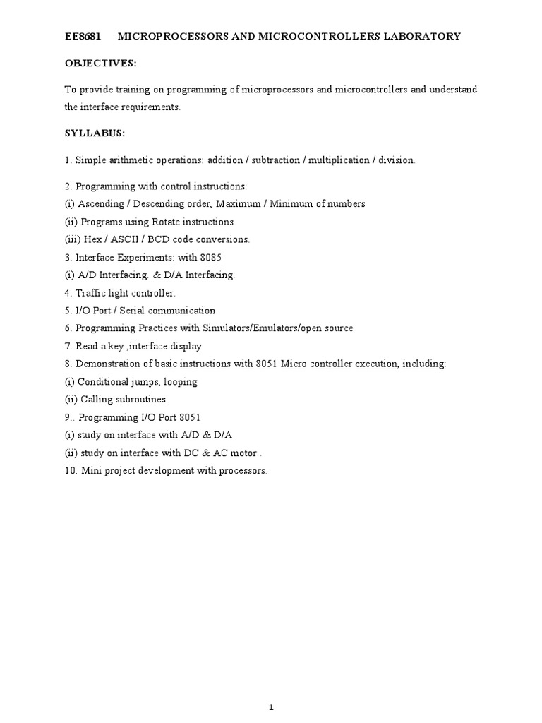 EE8681 MPMC Lab | PDF | Analog To Digital Converter | Assembly Language