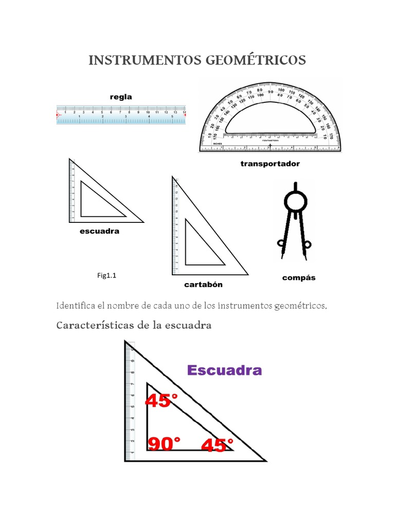 Instrumentos Geométricos: Características de La Escuadra | PDF ...