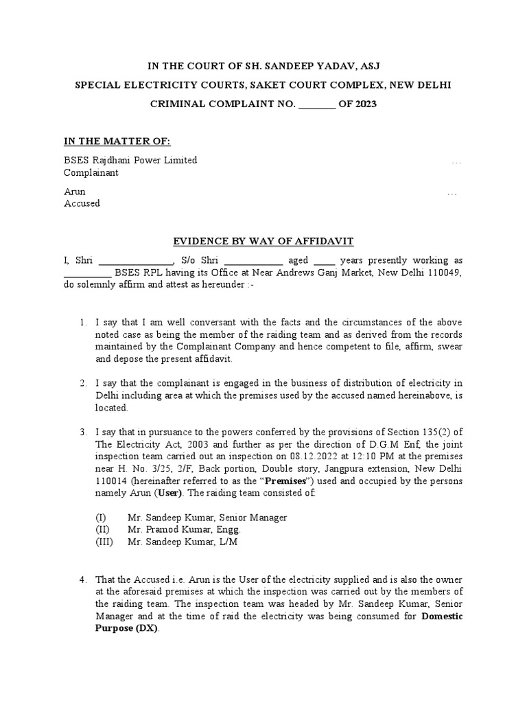 Pre Summoning Evidence | PDF | Affidavit | Common Law