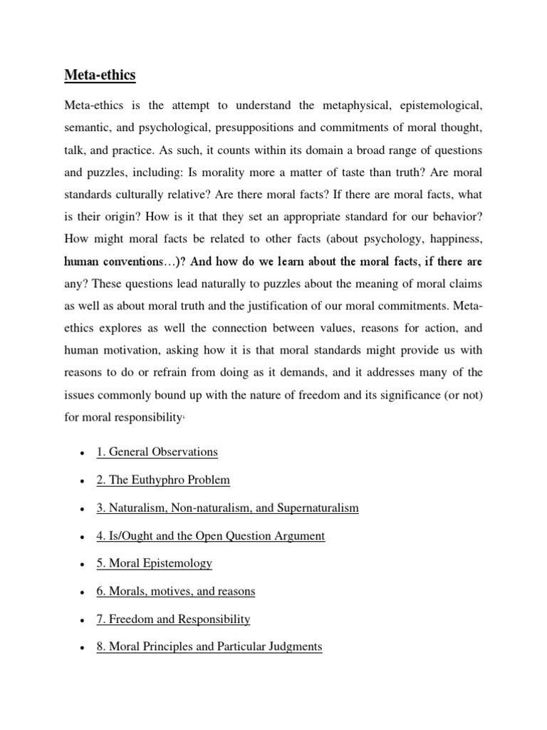 Metaethics | PDF | Free Will | Epistemology