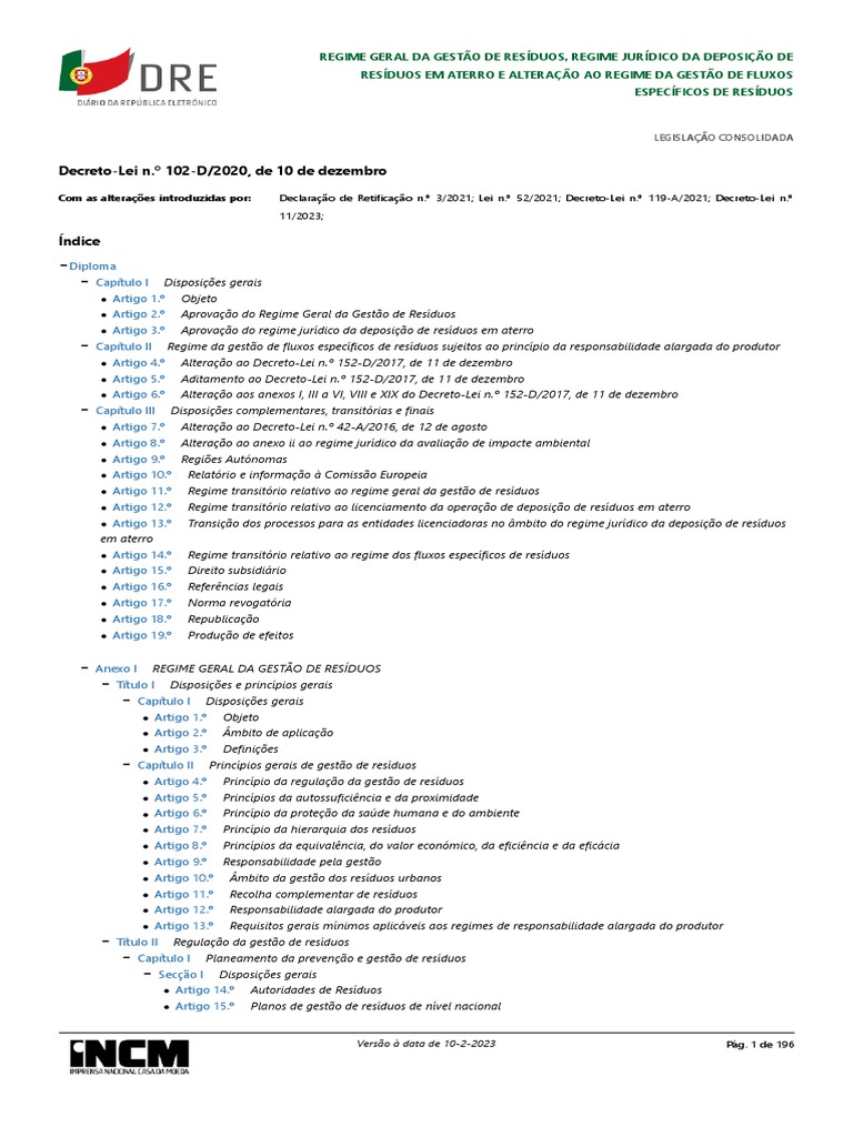 Consolidação Decreto-Lei N.º 102-D - 2020 - Diário Da República N.º 239 ...