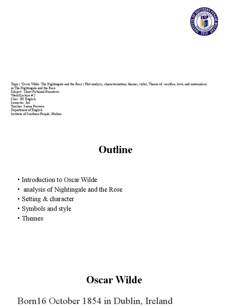 Nightingale and the Rose: Themes & Analysis | PDF | Oscar Wilde | Plot ...