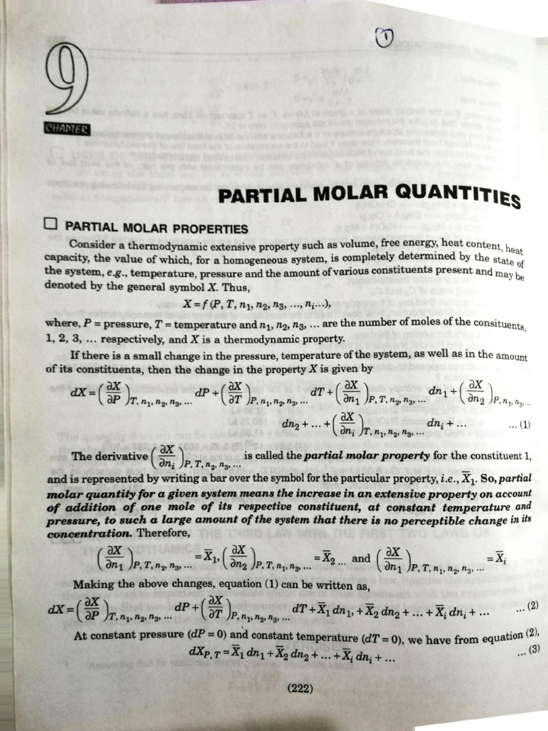 Partial Molar Properties | PDF | Gibbs Free Energy | Mole (Unit)